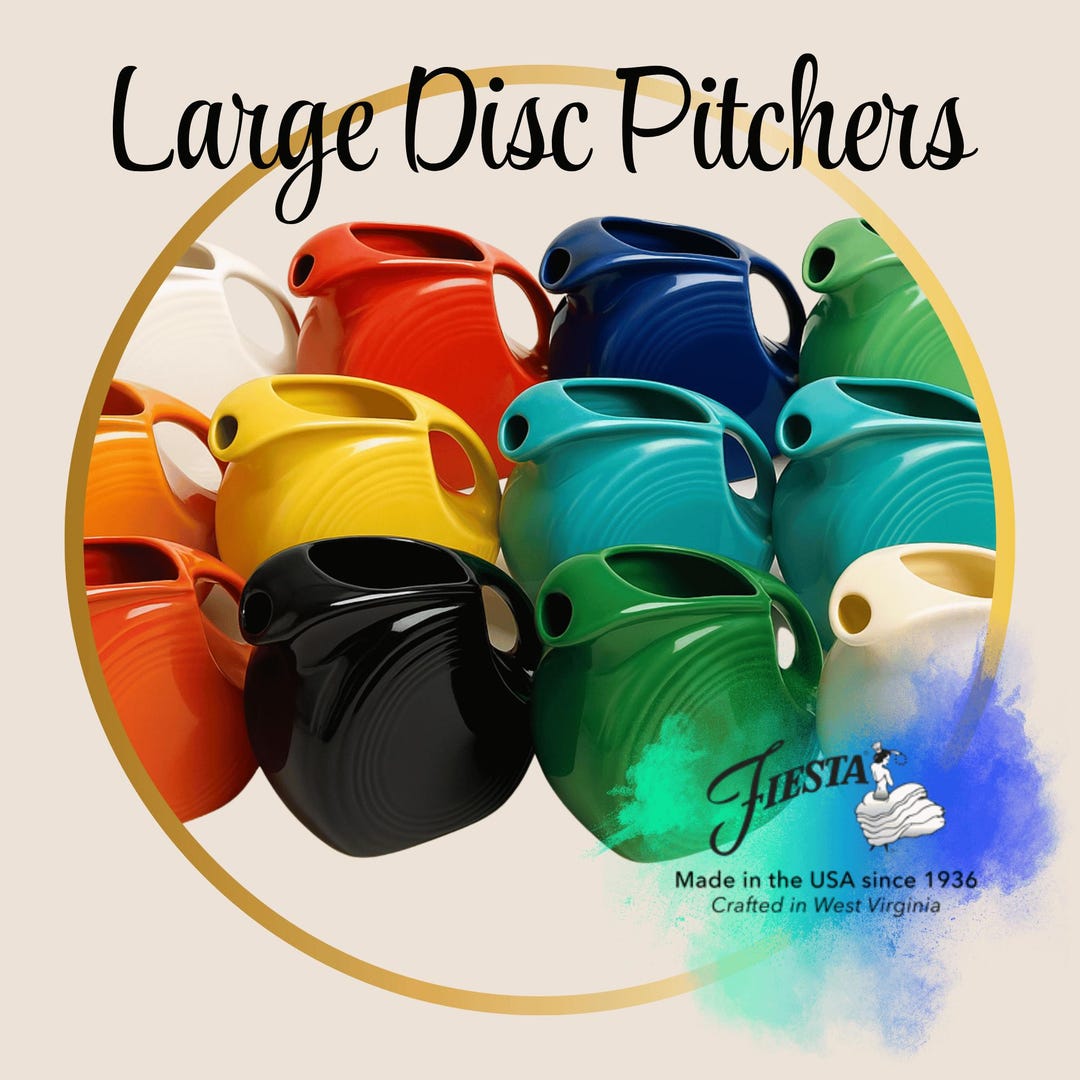 FIESTAWARE Large Disc Pitchers: Iconic Colors – Vintage & Contemporary ...
