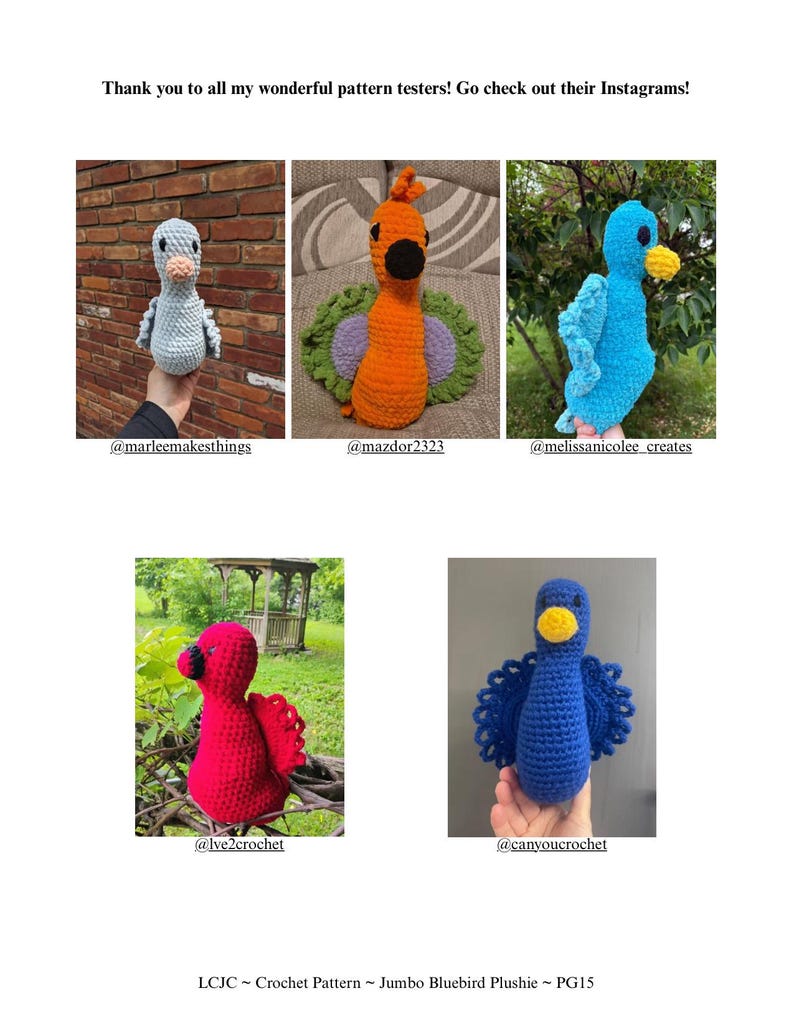 PDF Crochet Pattern: Jumbo + Mini Bluebird Amigurumi Plushie 2 Pattern ...
