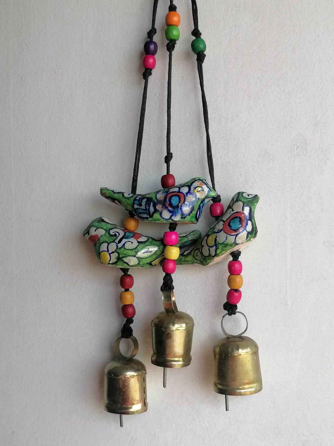 Bird Wind Chime Green Ceramic Bird Chime - Etsy