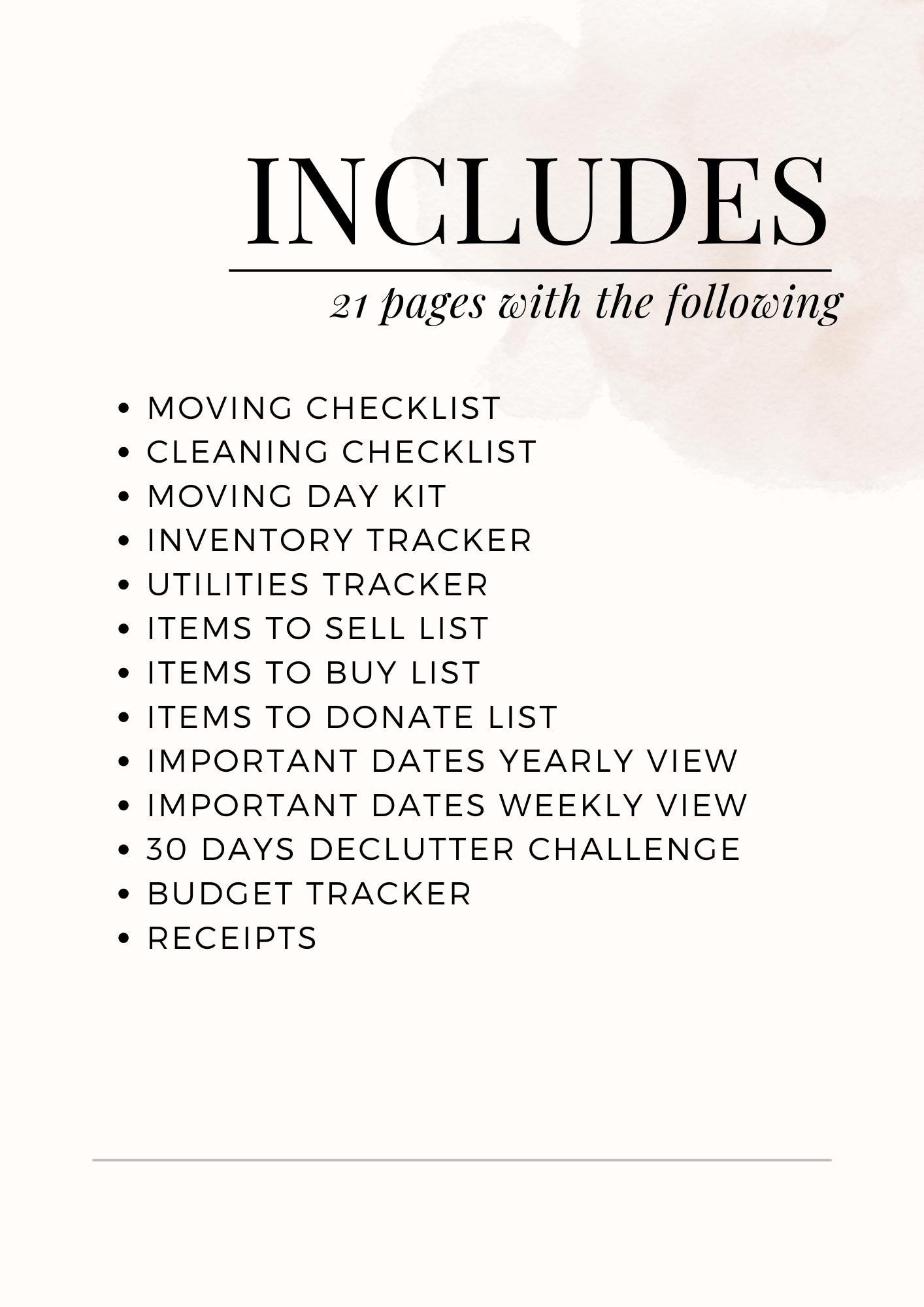Moving Checklist, Moving Planner, Moving Binder, Moving List ...
