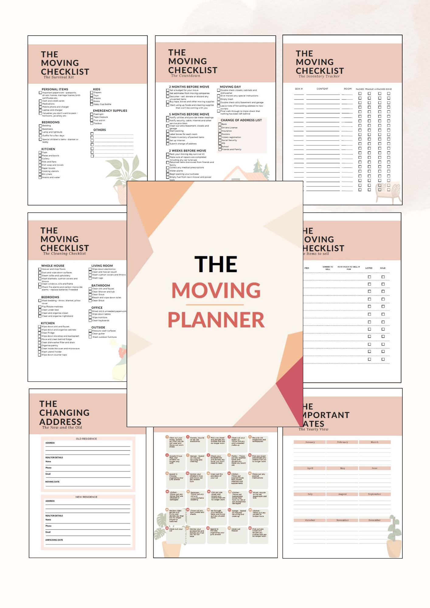 Moving Checklist, Moving Planner, Moving Binder, Moving List ...