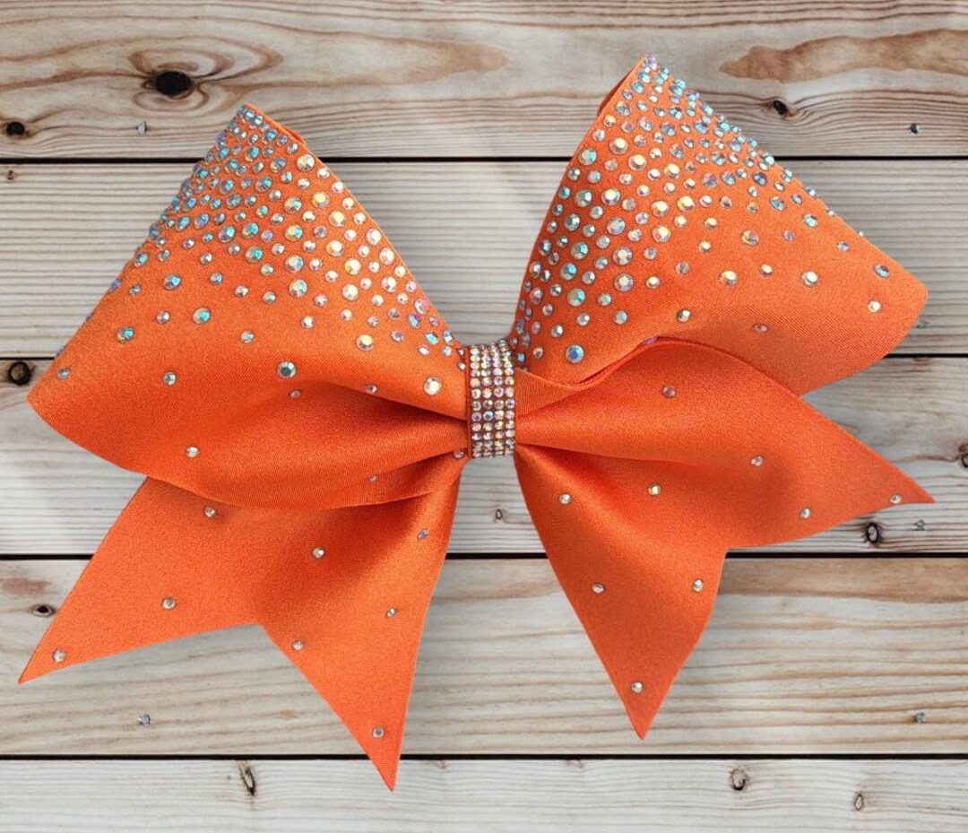 Custom Cheerleader Orange AB Rhinestone Bling Cheer Hair Bow - Etsy