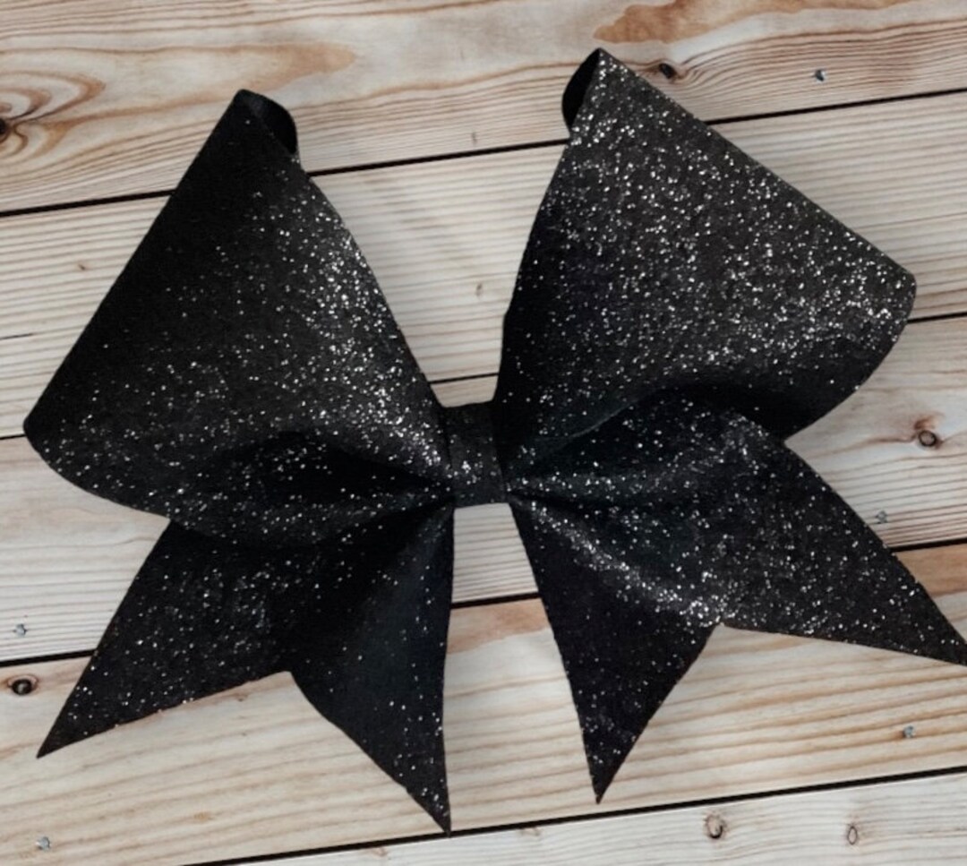 Custom Cheerleader Black Glitter Ribbon Cheer Hair Bow - Etsy