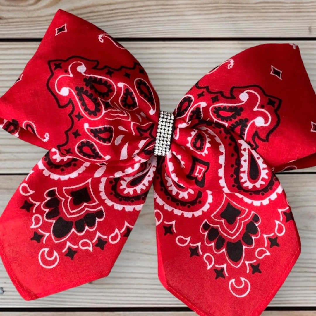 Red Bandana Cheer Bow Black White - Etsy