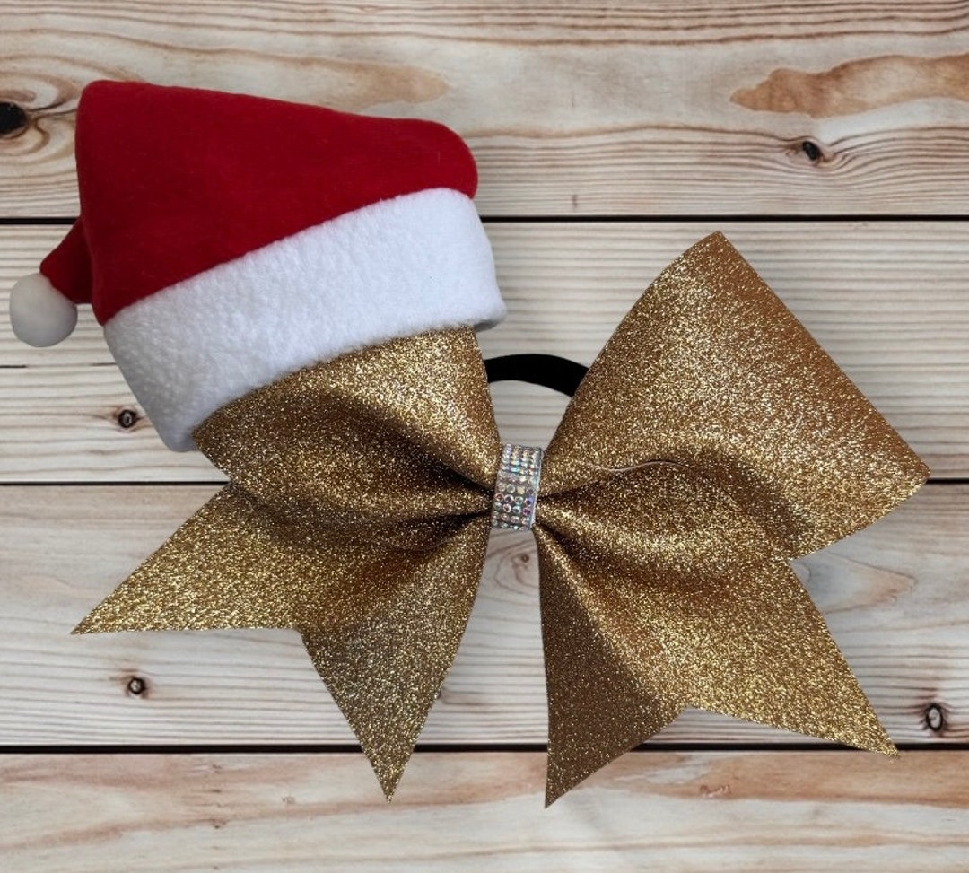Custom Cheerleader Santa Hat Light Gold Glitter AB Rhinestone Cheer ...
