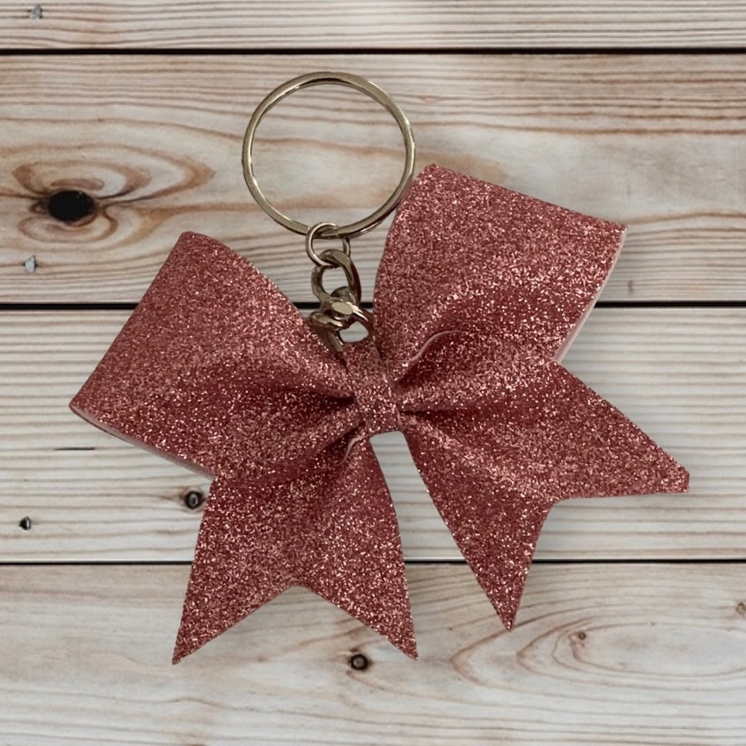 Custom Cheerleader Rose Gold Glitter Cheer Bow Keychain - Etsy