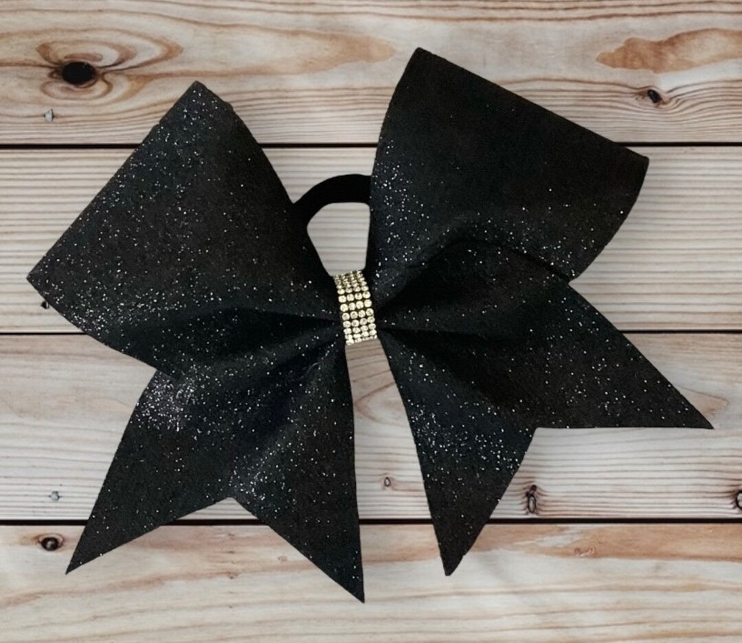 Custom Cheerleader Black Glitter Rhinestone Bling Cheer Hair Bow - Etsy