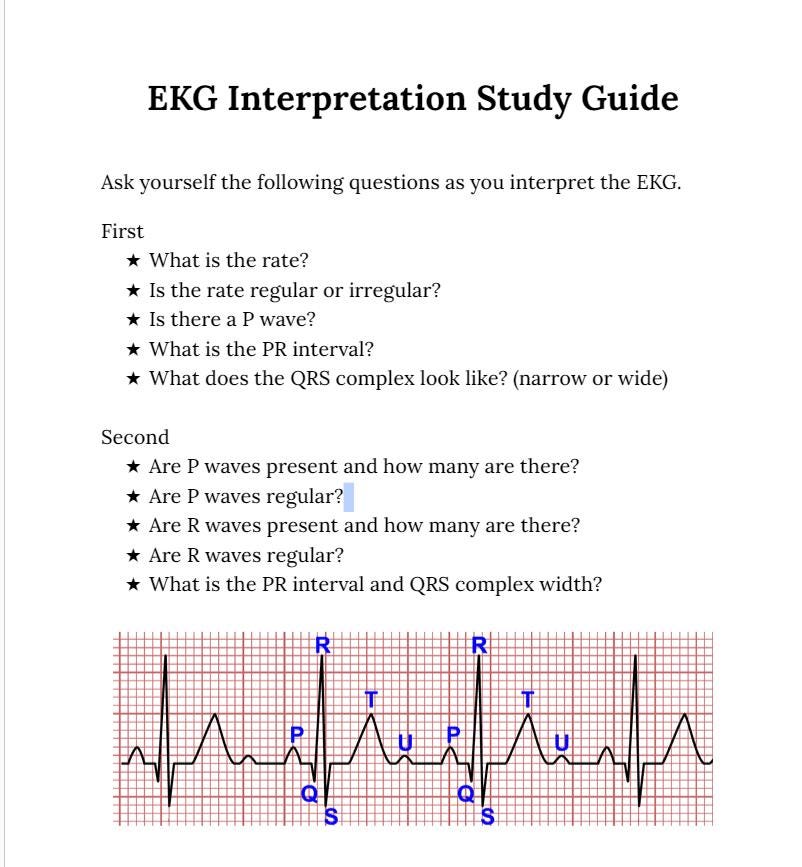 EKG Interpretation Study Guide With Practice Strips - Etsy
