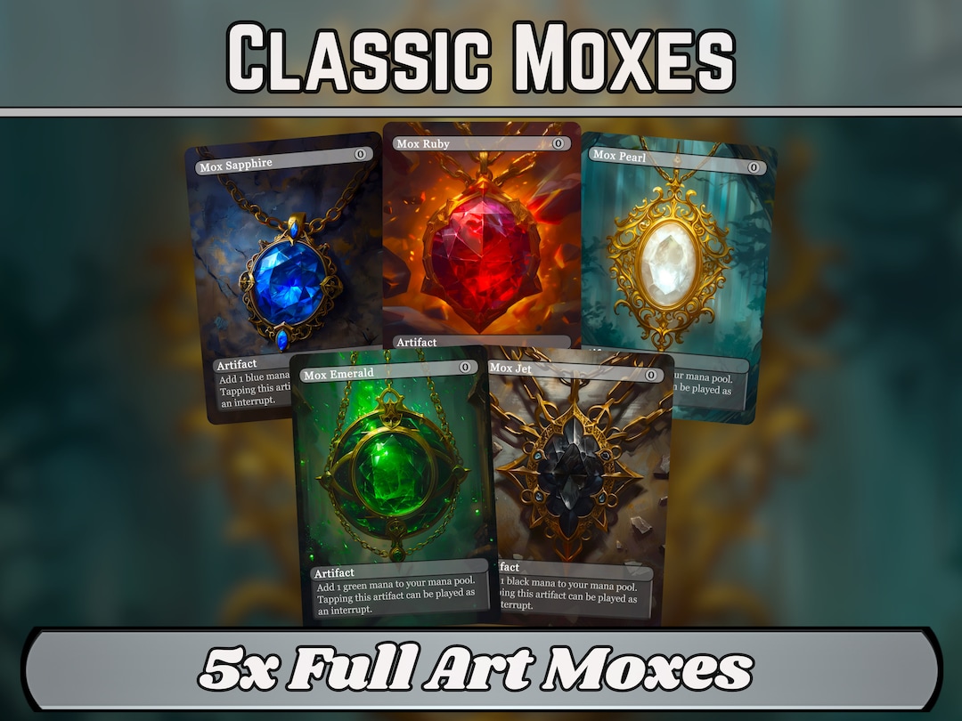 Original Mox Set MTG Pearl Sapphire Jet Ruby Emerald Unique Full-art Custom MTG Proxies High ...