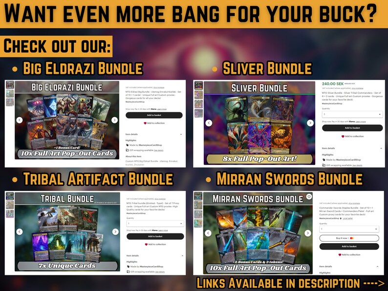 MTG Eldrazi MH3 Mini-bundle Ulamog Emrakul Kozilek Set of 5 Cards Unique Full-art Custom Proxies ...