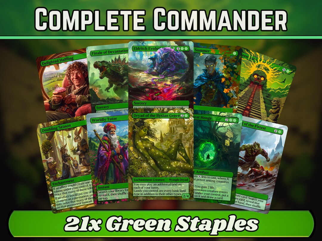 Green Commander Complete Staples Bundle - Set of 20 + 1 Green Cards ...