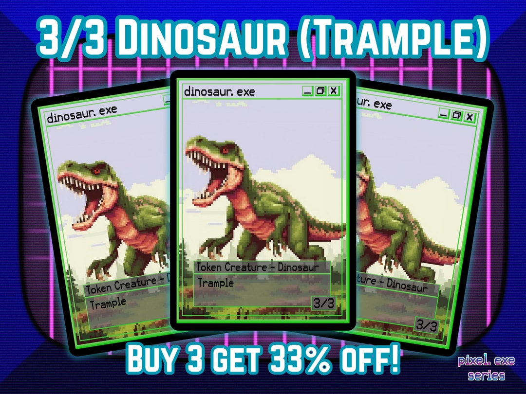 Dinosaur 3/3 (trample) Token - Retro 8bit Pixel Art - Buy 3 Get 33% ...