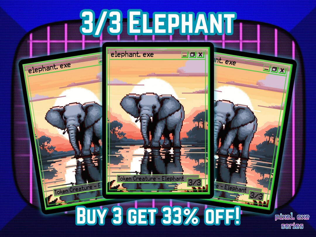 Elephant 3/3 Token Retro 8bit Pixel Art Buy 3 Get 33% Discount Full Art ...