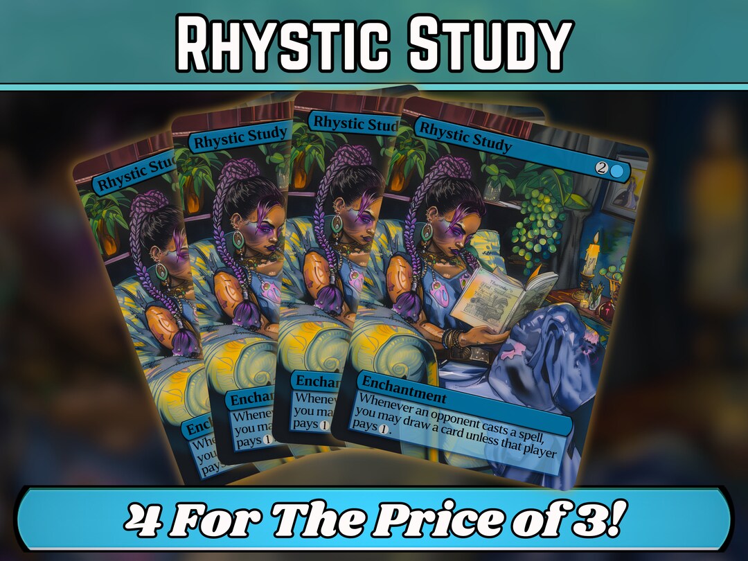 Rhystic Study - Proxy - Custom Magic Fantasy Art Series - Full-art Custom Proxies - Great Gift ...