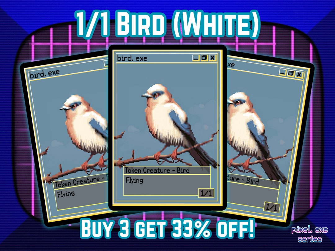Bird 1/1 Token (white, Flying) - Retro 8bit Pixel Art - Buy 3 Get 33% ...