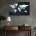 Modern World Map Wall Art on Glass - Black & White Geometric Design ...
