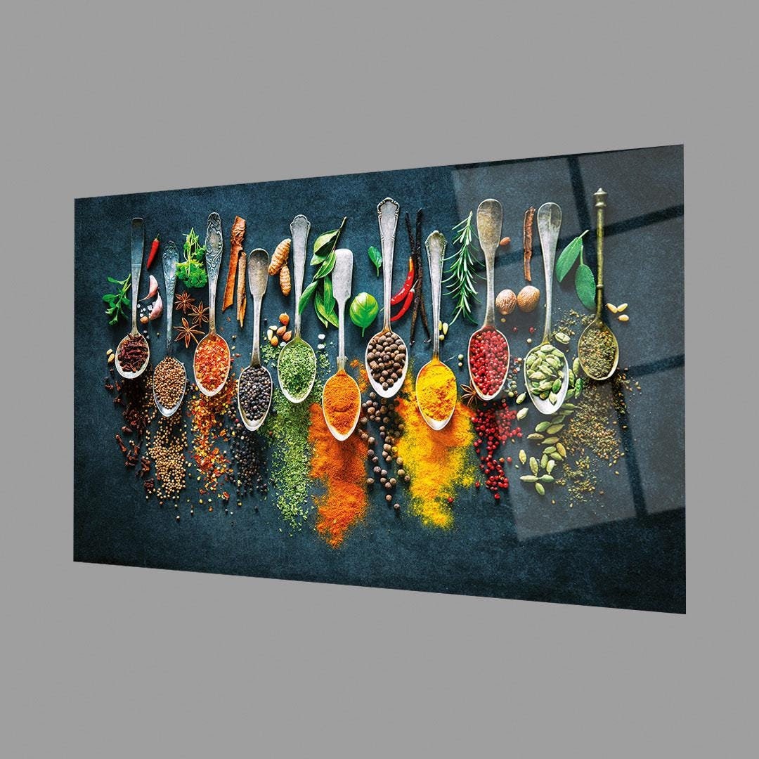 Colorful Spice Collection Wall Art Modern Kitchen Decor Vibrant Herbs ...