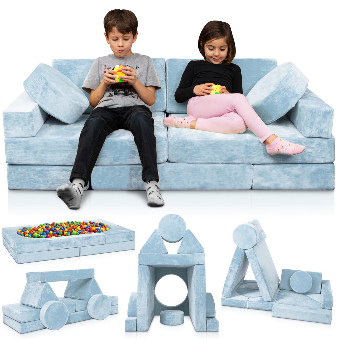 Lunix LX15 Modular Kids Play Couch, 14pc Toddler Sofa Fort Building Set for Boys and Girls ...