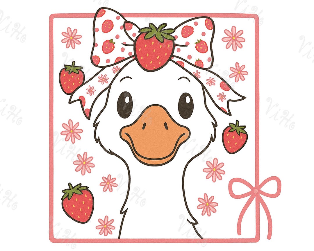 Cute Strawberry Goose Png, Summer Goose, Mama Goose Png, Coquette Goose ...