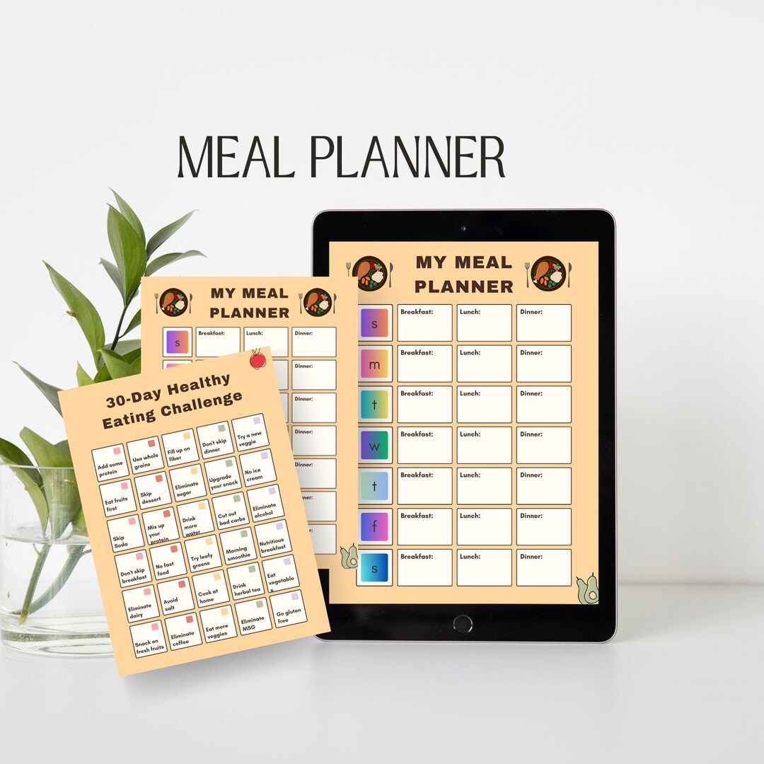 Weekly Meal Planner Template | Digital Grocery List & Recipe Journal ...