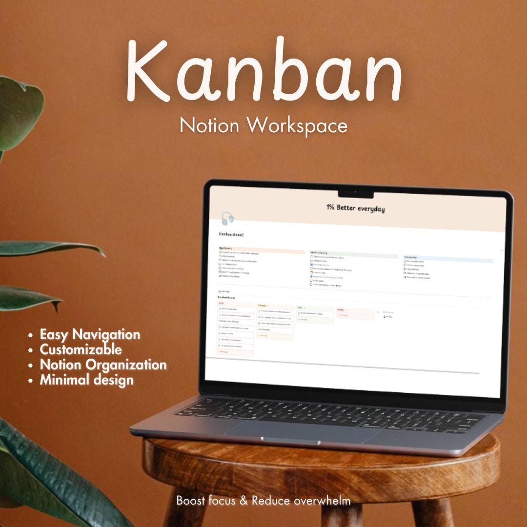 Kanban Board Aesthetic Notion Template | Notion Dashboard | Notion for ...