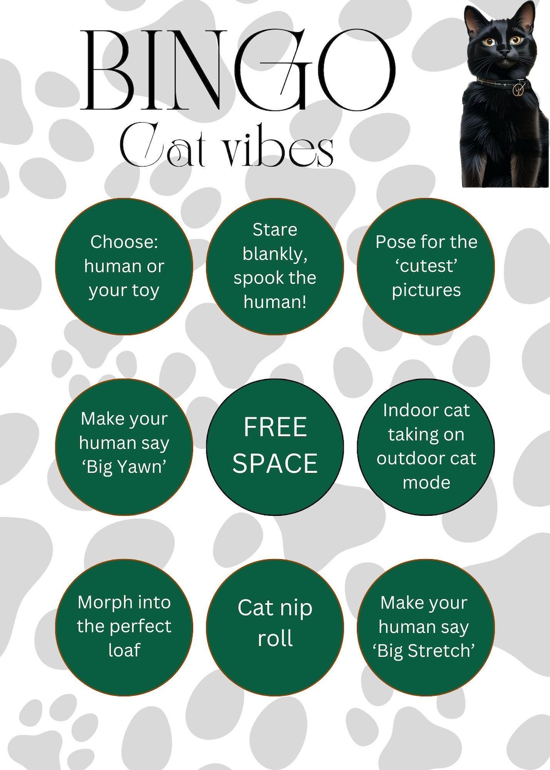 Digital Cat Bingo Card + Animated Files for Social Media, Printable Pet ...