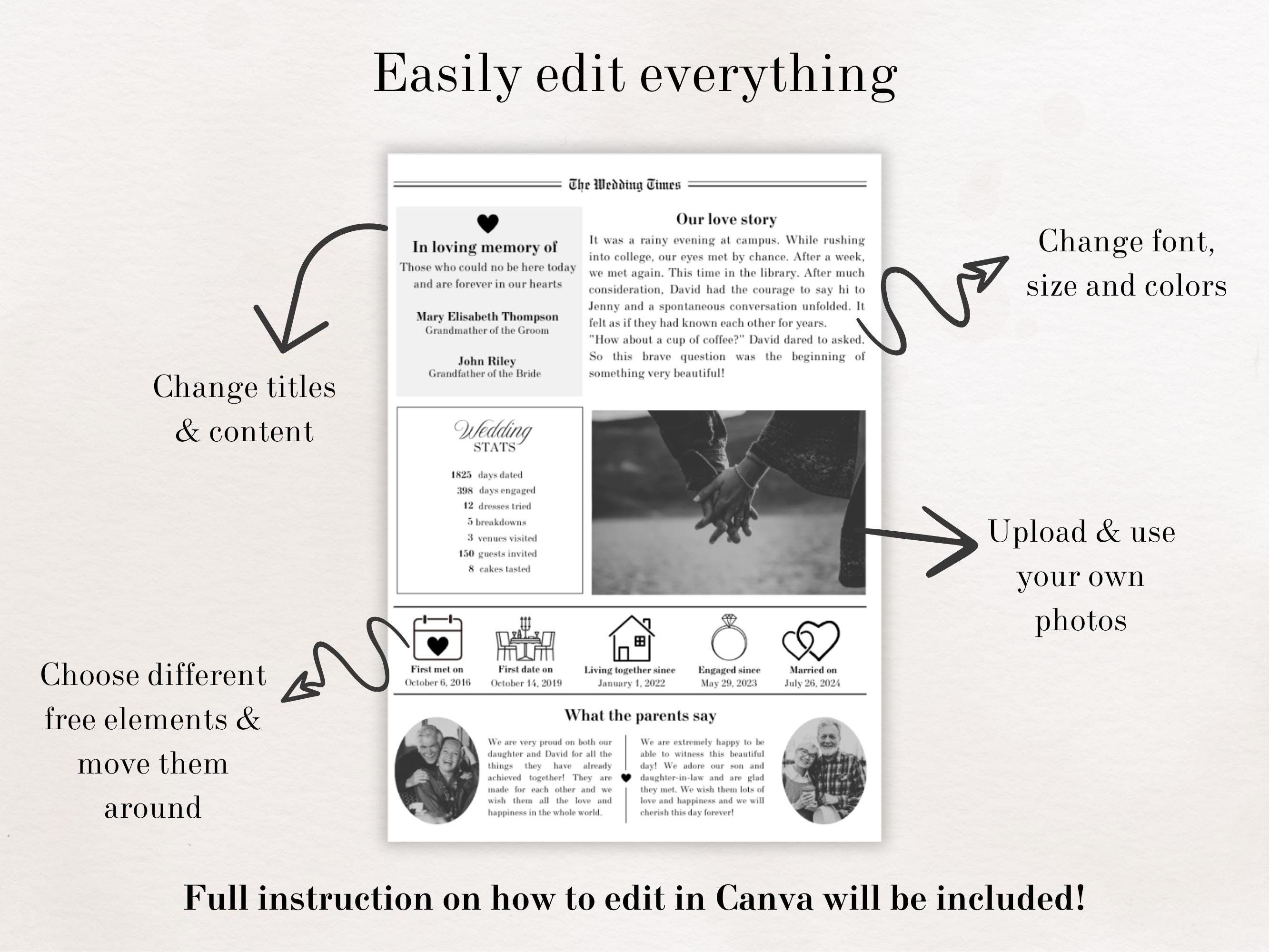 Newspaper Wedding Program Template Including Wedding Word Search and ...
