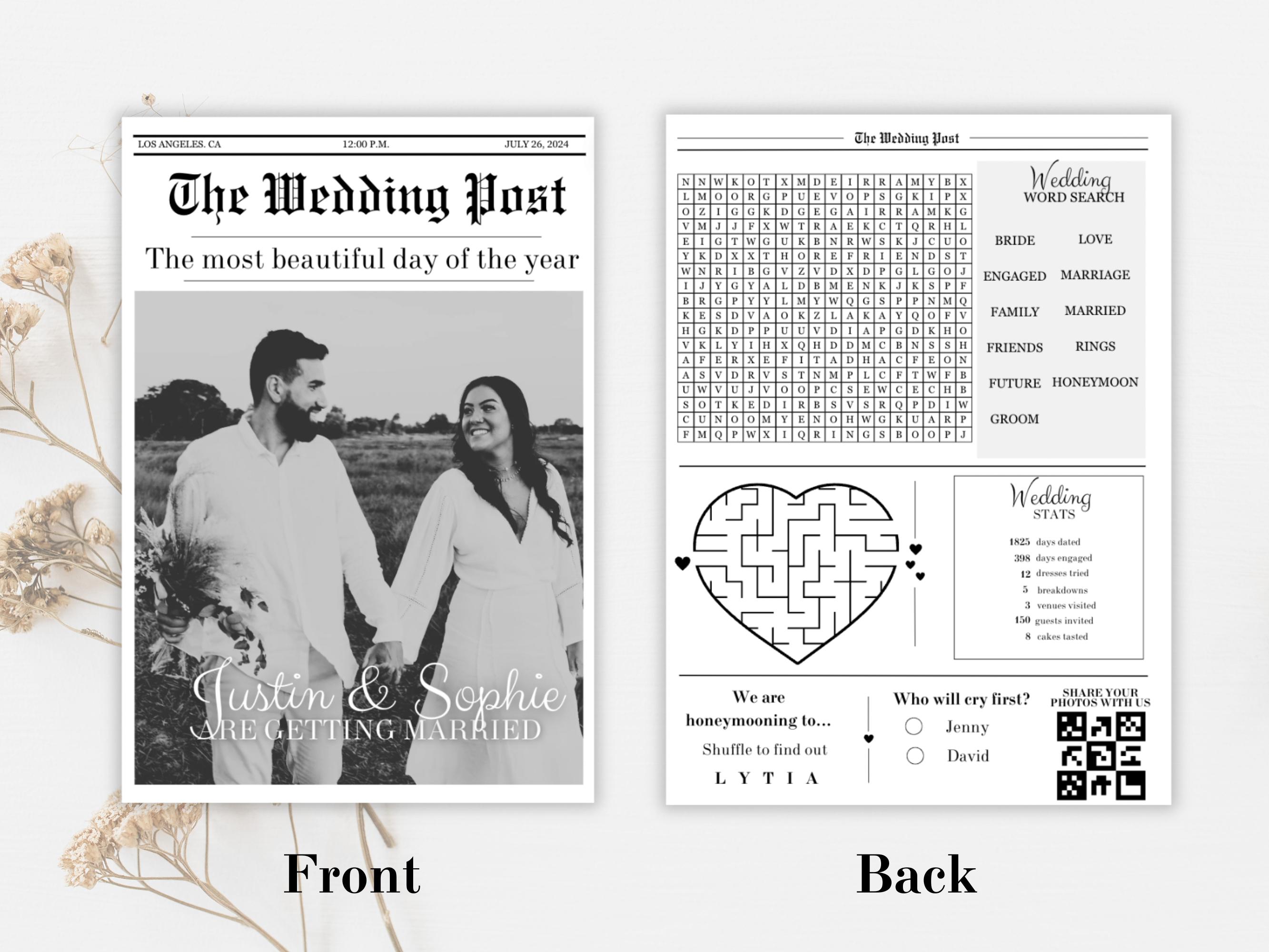 Wedding Newspaper Template With Wedding Word Search and Newspaper ...