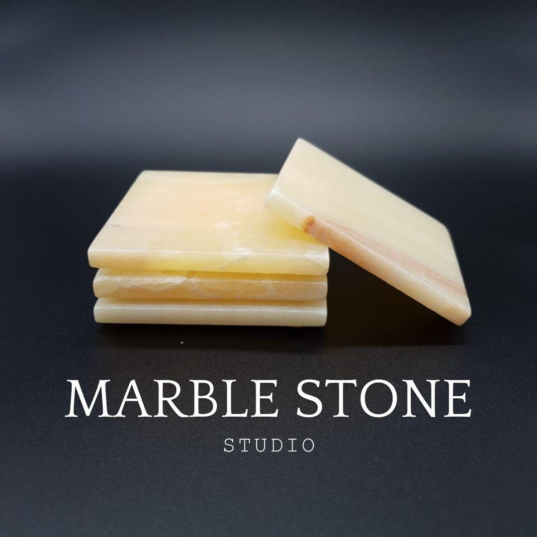 ONYX COASTER 4x4, Natural Stone Decorative Coasters, Square Coaster ...