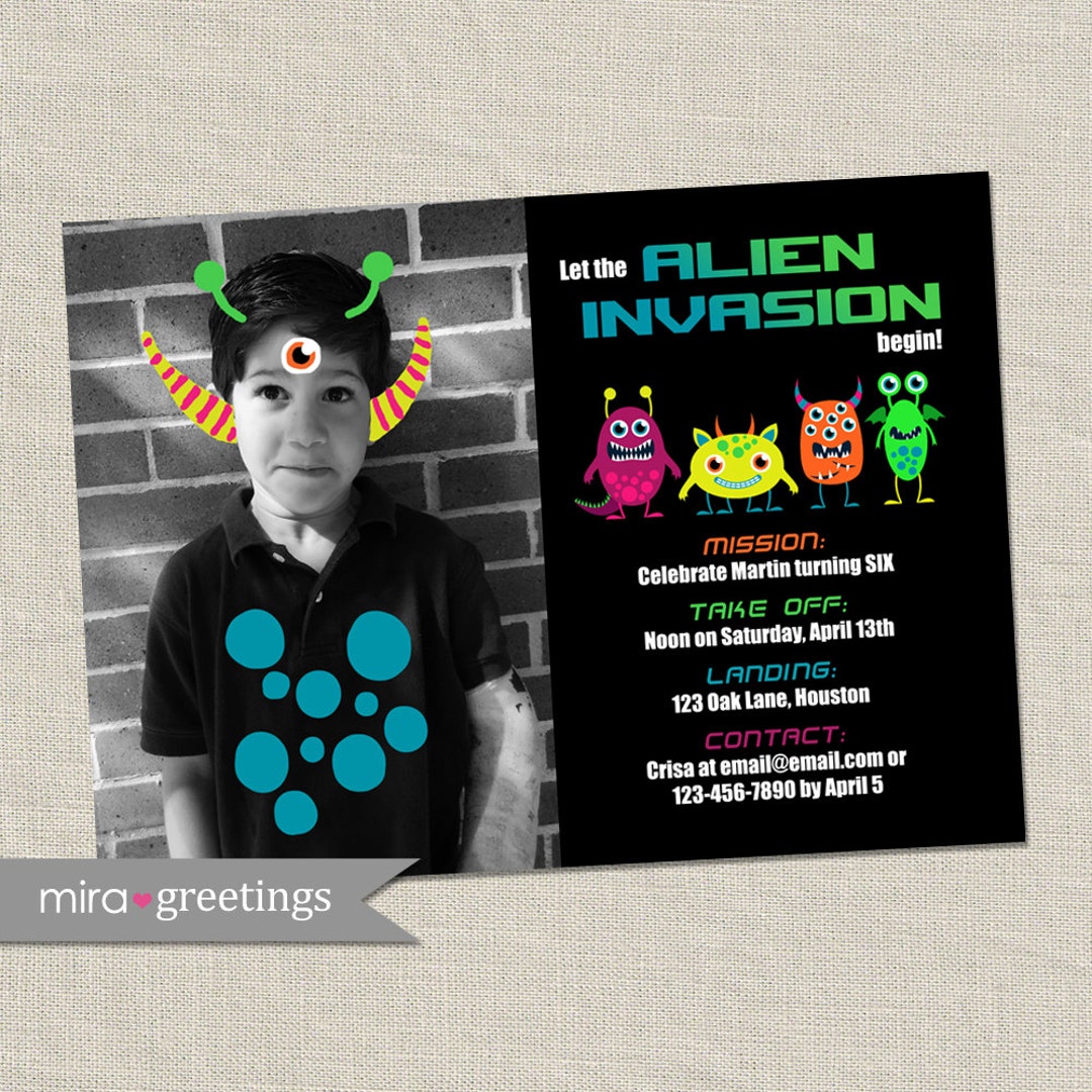 Alien Birthday Invitations Space Birthday Party Invites printable ...