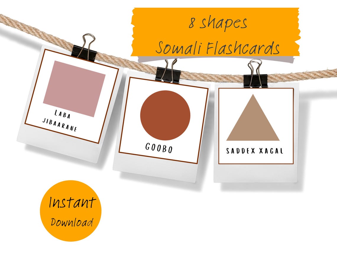 Flash Cards, Somali, Learn 2D Shapes, Homeschool Printable Flashcards ...