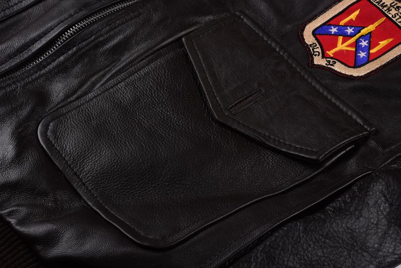Men's Vintage Aviator Leather Jacket With Patches, Bomber Flight Jacket ...