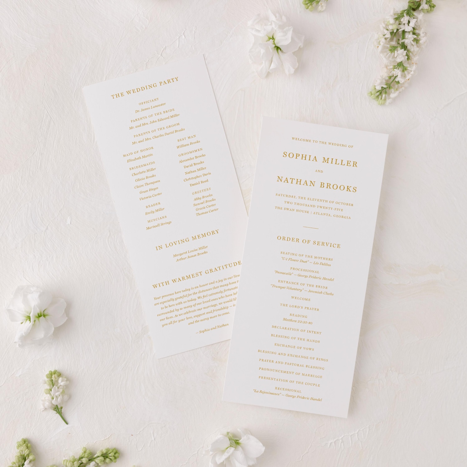 Modern Wedding Ceremony Program — Minimal, Elegant Printed Wedding ...