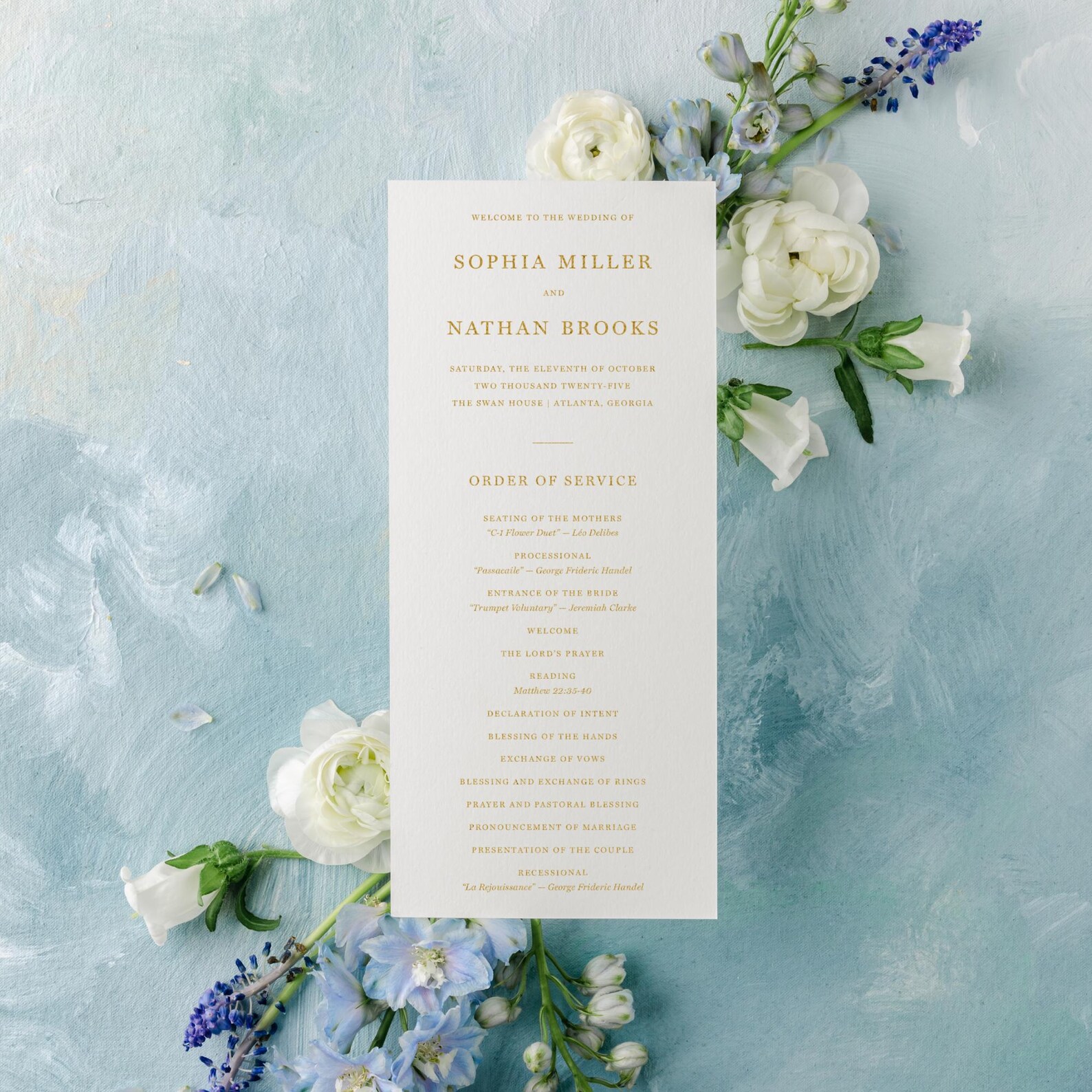 Modern Wedding Ceremony Program — Minimal, Elegant Printed Wedding ...