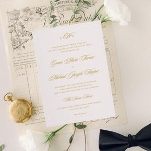 Embossed Border Wedding Invitation Suite — Classic, Elegant Printed ...