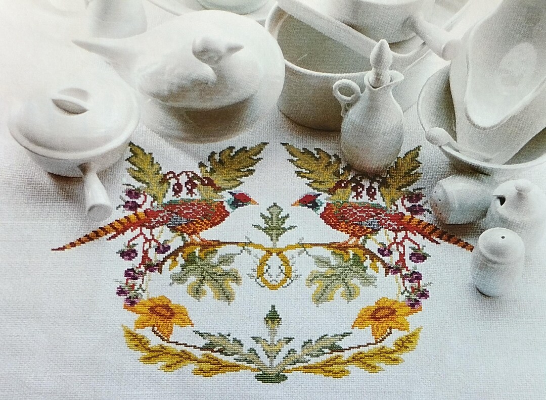 Pattern Explanation Embroidery Pheasants Beautiful Feathers Lovely ...