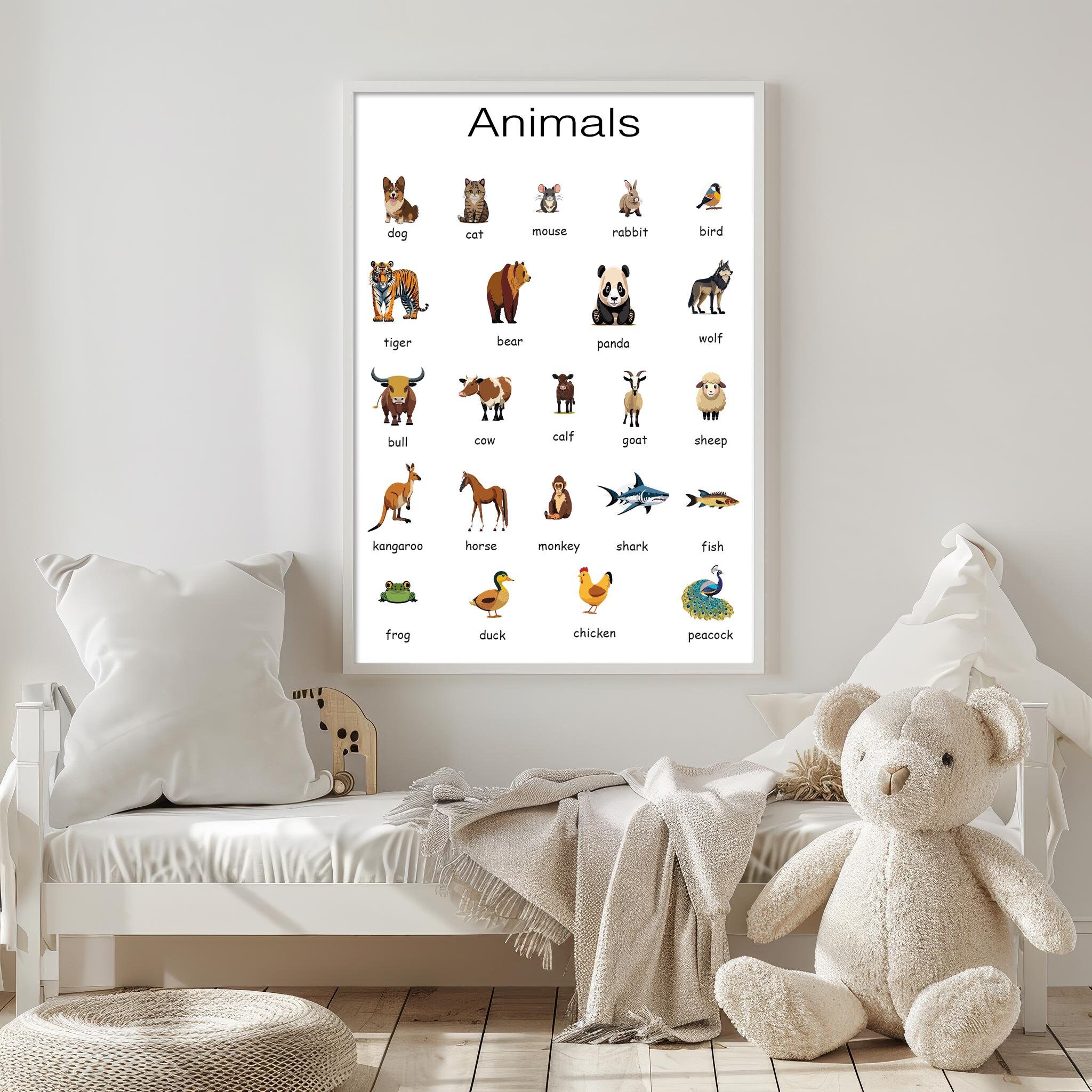 Animals Posters, School Printables, Animals Nursery Poster, Classroom ...