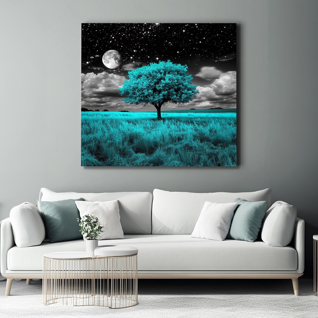 Life Tree Canvas Wall Art, Green Tree Decor, Fall Oil Painting, Living ...