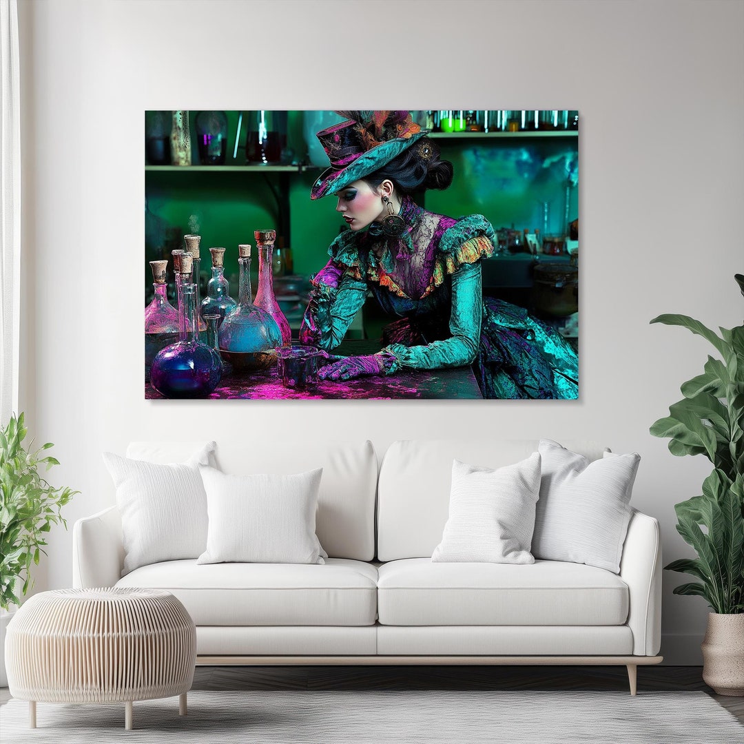 Alchemist Woman Canvas Wall Art, Victorian Lady in Lab, Fantasy Decor ...