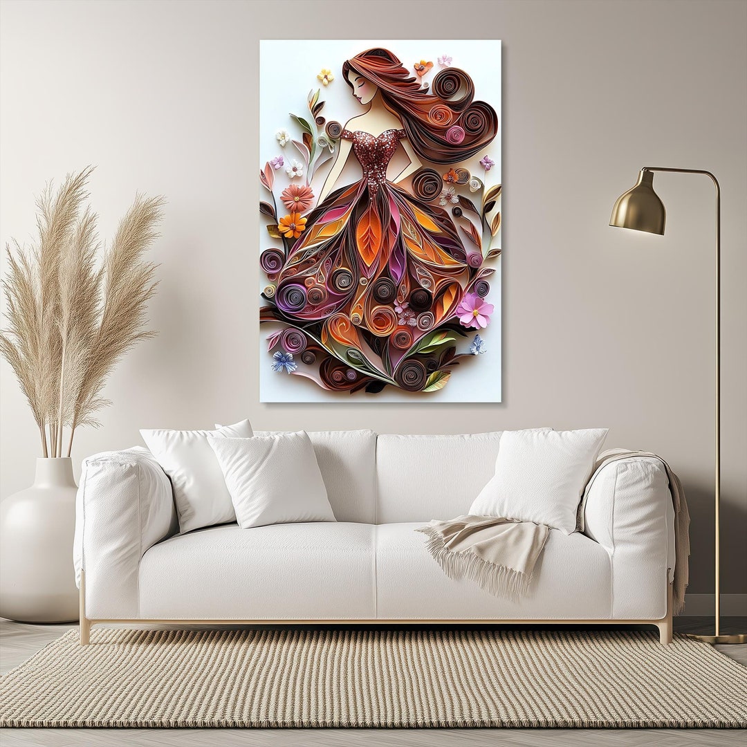 Paper Quilling Princess Canvas Print Art, 3D Quilling Art, Fantasy ...