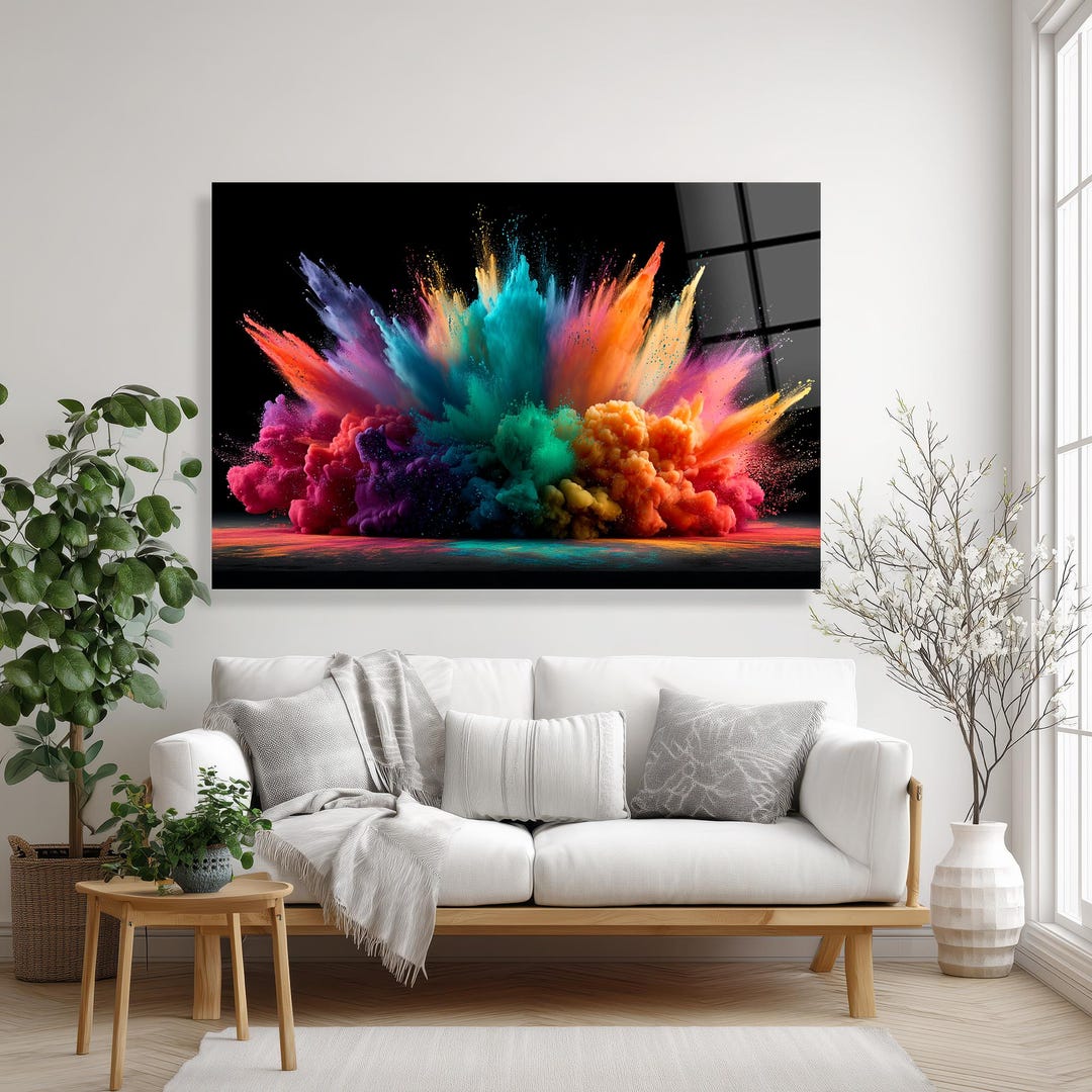 Abstract Colorful Glass Wall Art, Neon Wall Decor - Etsy
