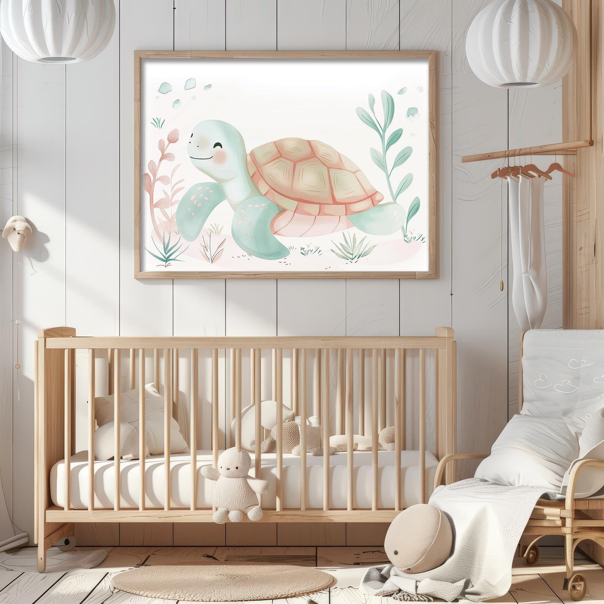 Turtle Nursery Wall Art, Digital Download, Turtle Poster, Kids Room ...