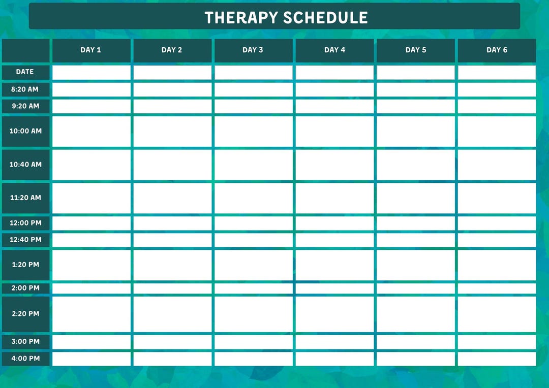 Editable Weekly Schedule Template for Teachers & Therapists - Etsy