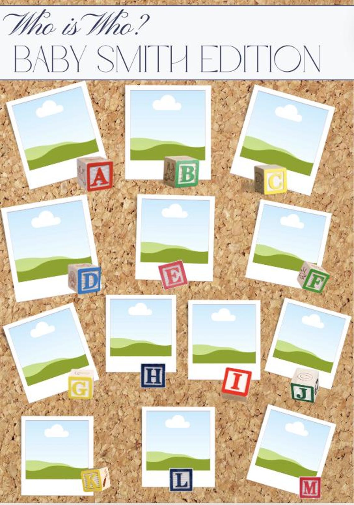 Baby Shower Games: Who's Who Baby Guessing Game Customizable Canva ...