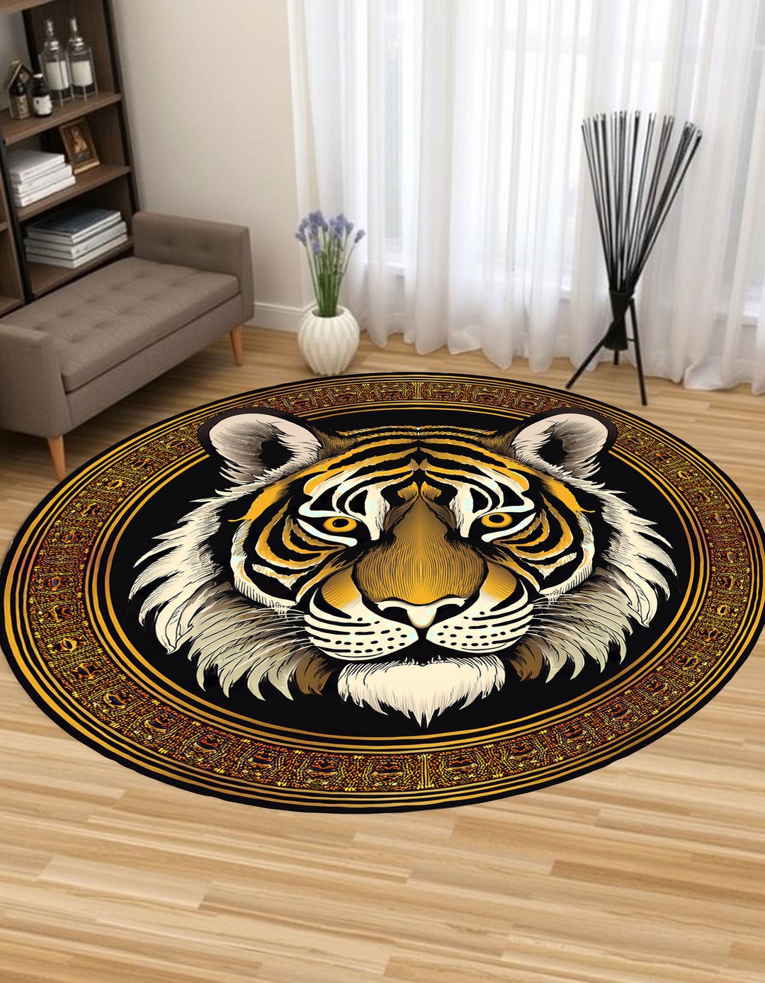 Bengal Tiger Pattern Pop Art Rug, Rugs for Your Living Room, Modern Art ...