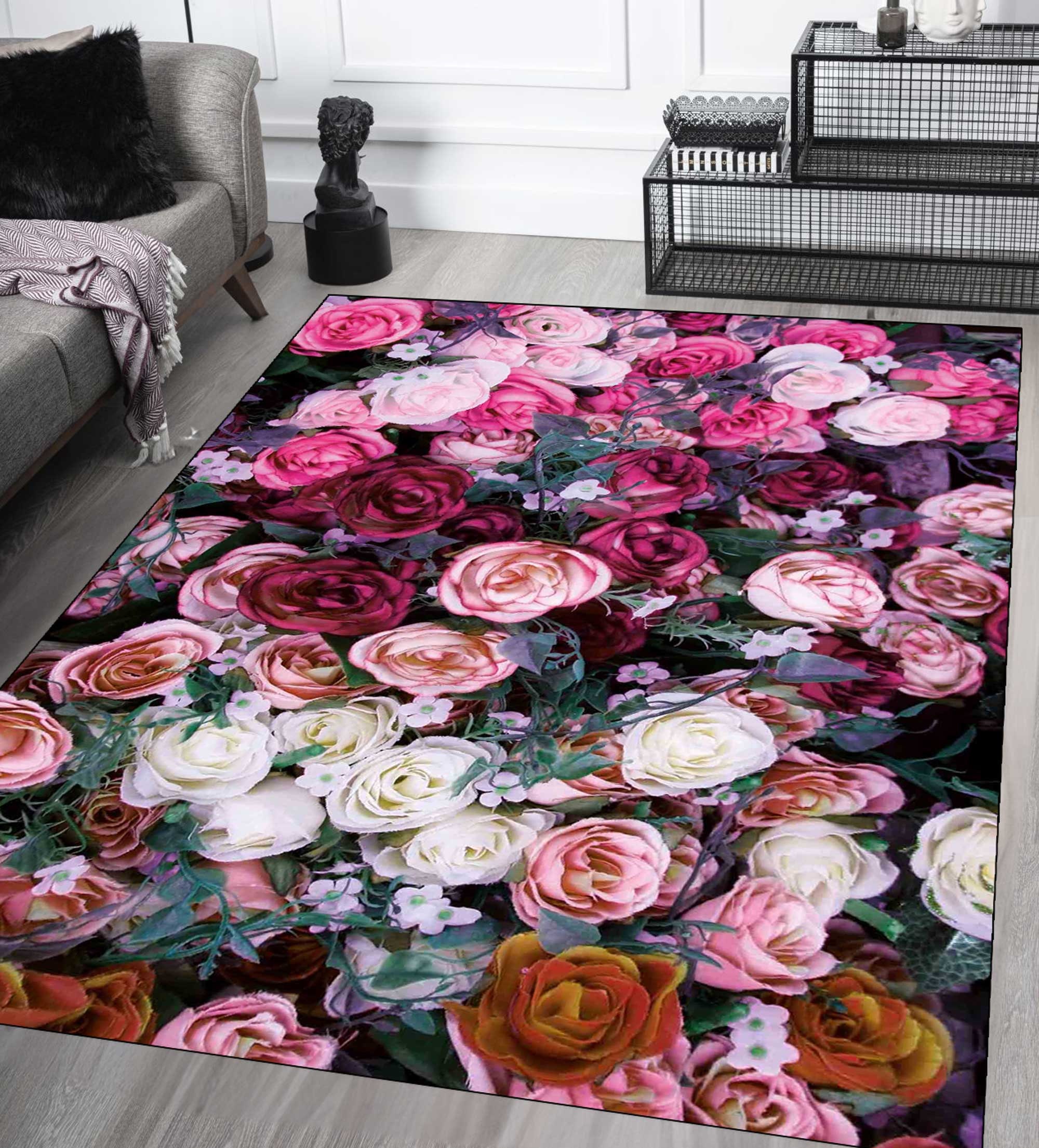 Tropical Flowers and Leaves Vintage,botanical Paradise Rug,flowers Area ...