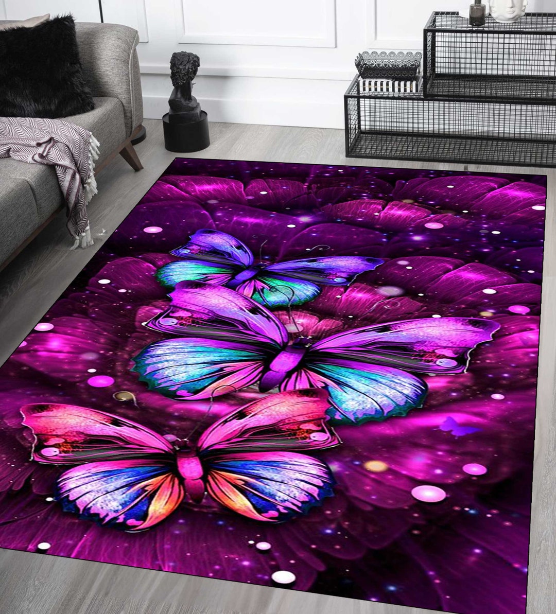 Butterfly Rug,colorful Butterfly Rug,flower Rug,minimalist Rug,animal ...