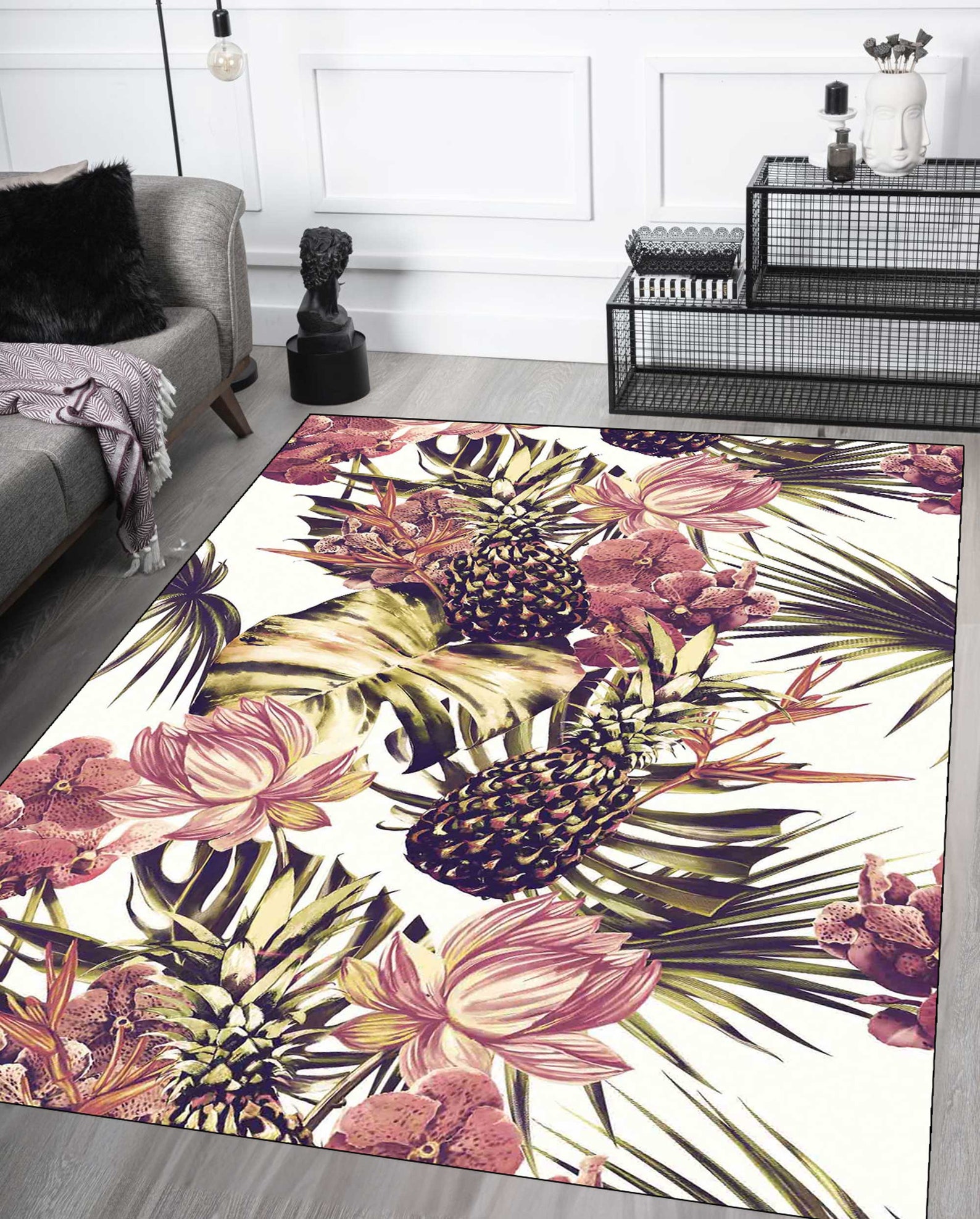 Tropical Flowers and Leaves Vintage,botanical Paradise Rug,flowers Area ...