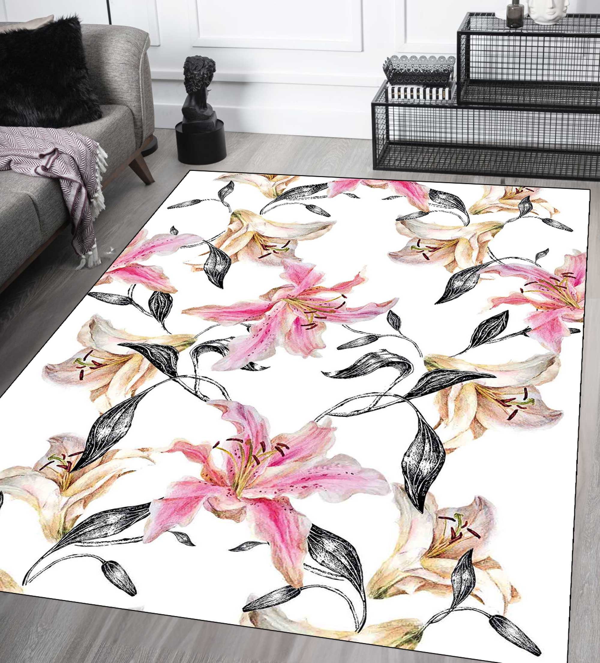 Tropical Flowers and Leaves Vintage,botanical Paradise Rug,flowers Area ...