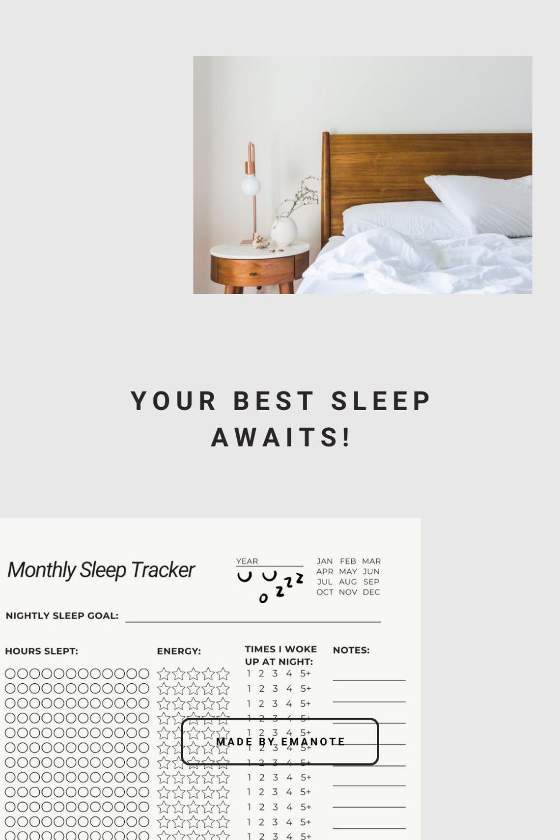 Yearly Sleep Tracker: Monitor, Analyze, Improve - Etsy